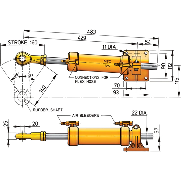 Vetus hydraulic steering cylinder MTC125 – Vetus online